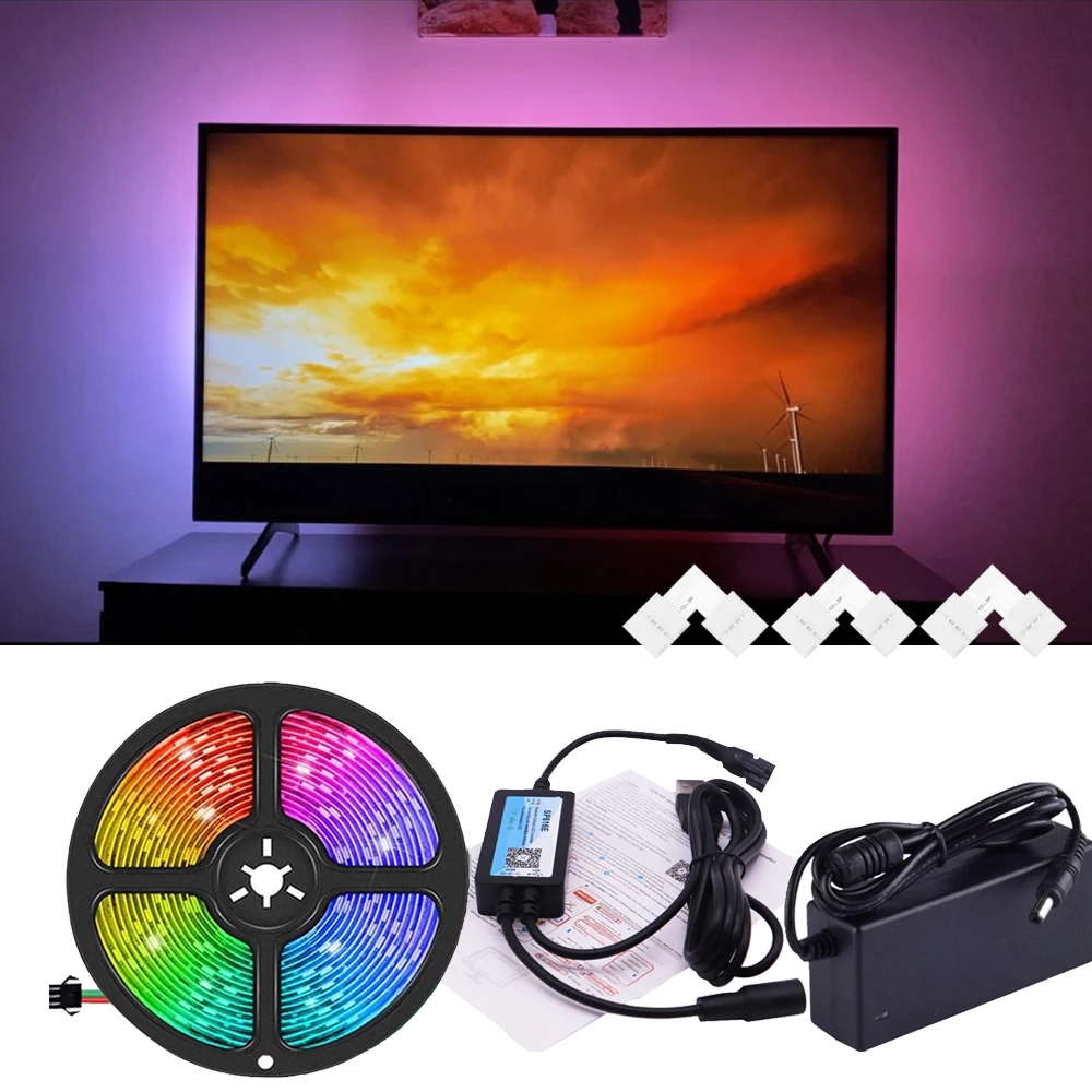 WS2812B-LED-Strip-Lamp-Tape-DIY-Ambient-PC-TV-Screen-Light-USB-Computer ...