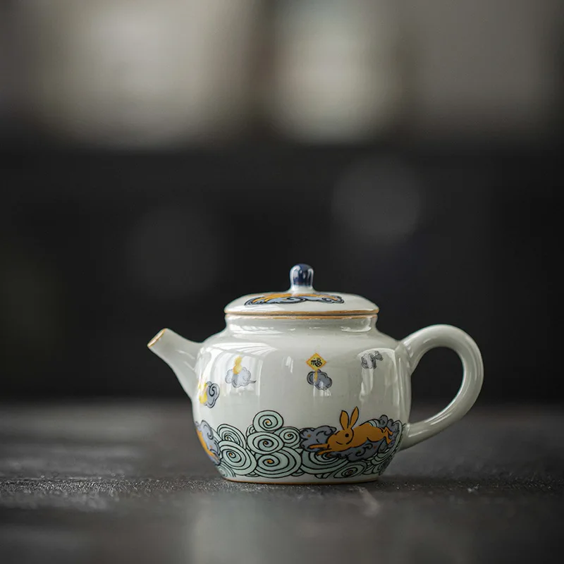 Rabbit Cute Chinese Ceramic Kettle Teapot Tea Ceremony Set Milk Oolong ...