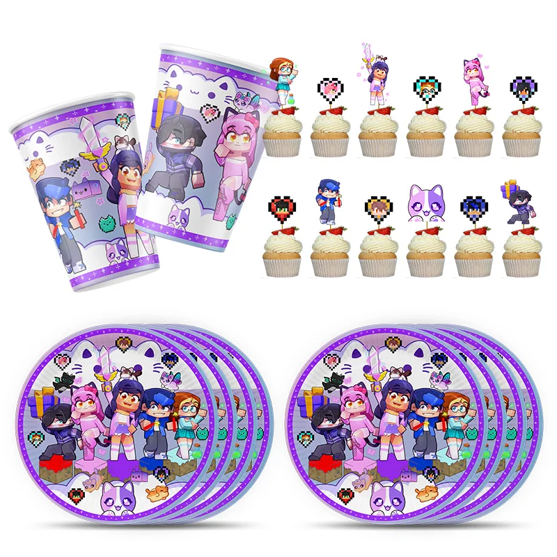 Aphmau-Theme-Birthday-Party-Supplies-Disposable-Paper-Plates-Napkins ...