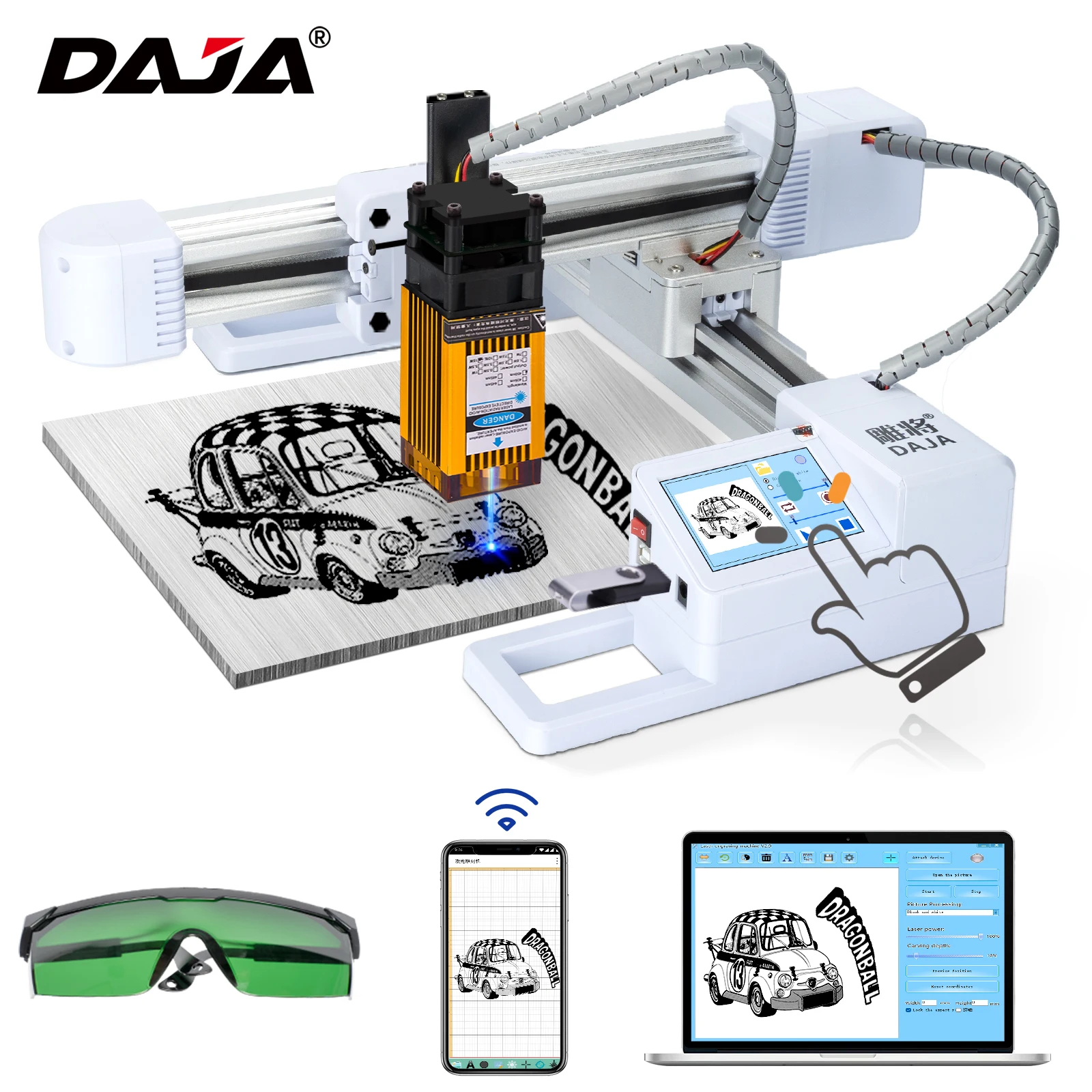 DAJA Laser Engraving Machine J3 CNC Automatic Laser Engraver Marking ...