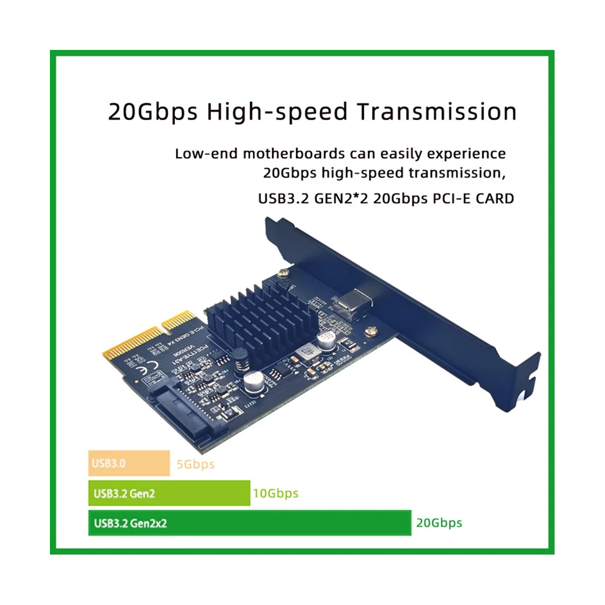 PCIe to Type-C PCI Express PCI-E 4X to USB3.2 GEN2X2 20Gbps TYPE-C ...