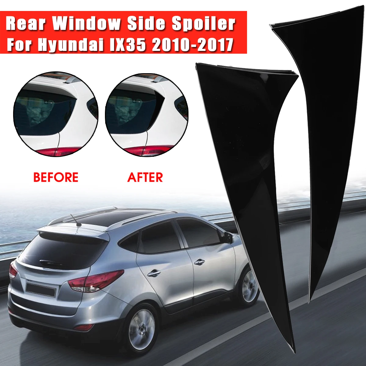 Glossy Black Car Rear Window Side Spoiler Canard Canards Splitter For ...