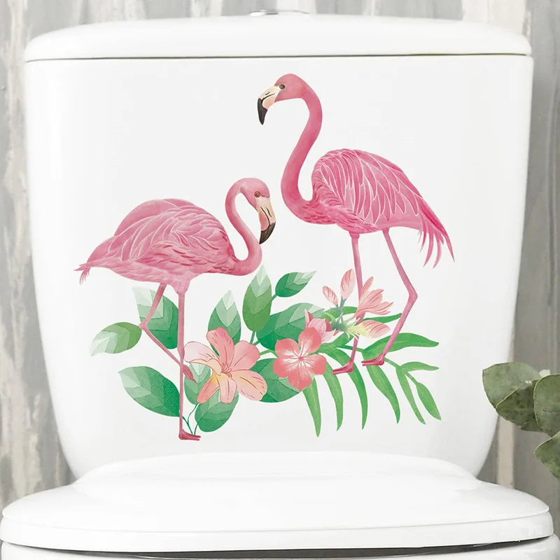 Green-Plant-Leaves-Toilet-Sticker-WC-Self-Adhesive-Mural-Bird-Wall ...