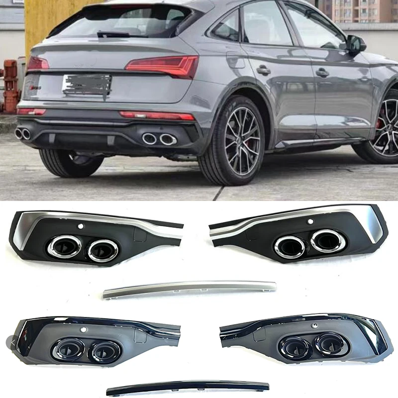 For Audi Q5 Sportback 2021 2022 ABS Tail Diffuser Rear Body Kit Exhaust Car Styling