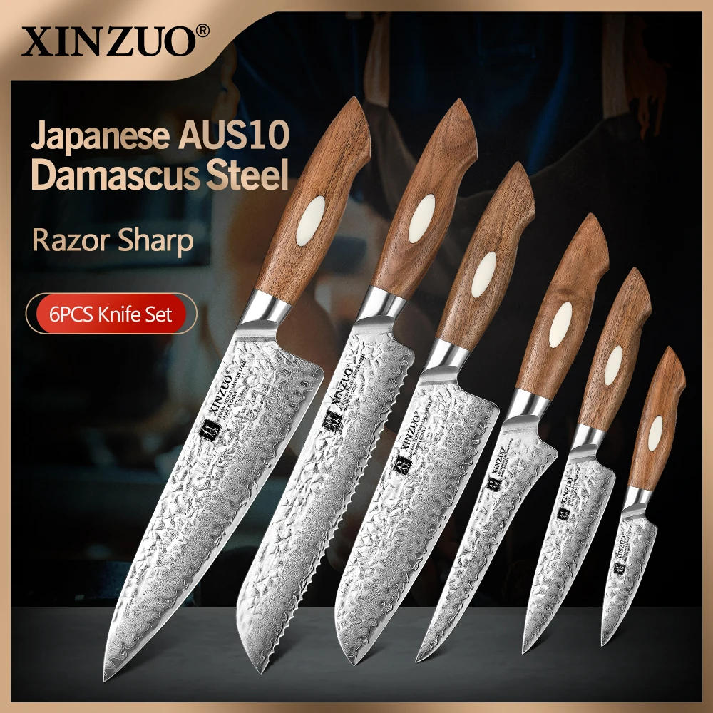 Original-XINZUO-Design-6PCS-Kitchen-Knife-Set-67-Layers-AUS10-Damascus ...