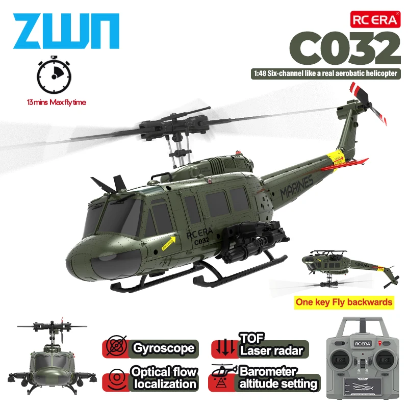 C032 RC Helicopter 2.4G 6-Aixs Gyroscope 6CH Altitude Hold Optical Flow ...