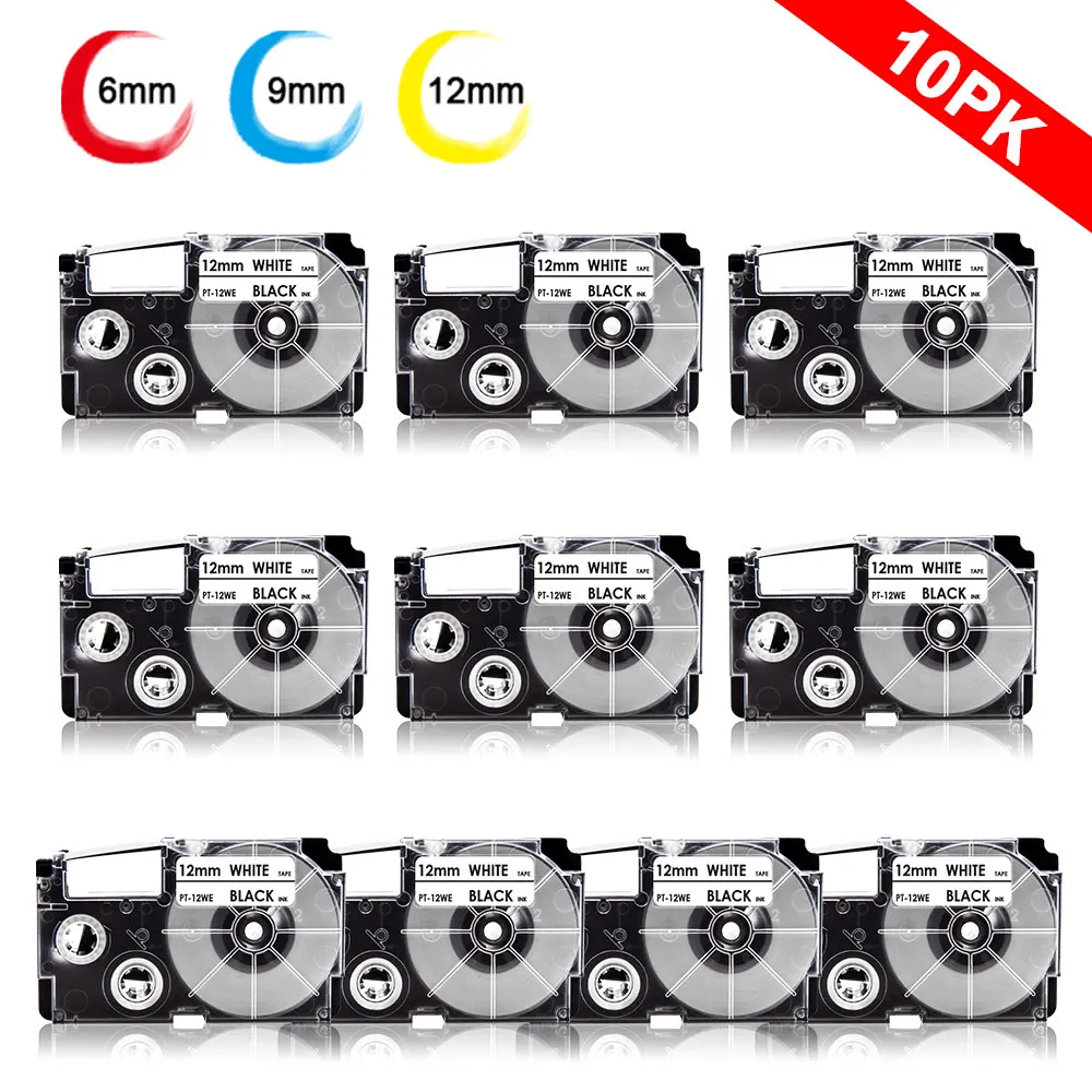 10PK-XR12WE-XR9WE-XR6WE-XR12X-XR12YW-Compatible-Casio-Label-Cartridge ...