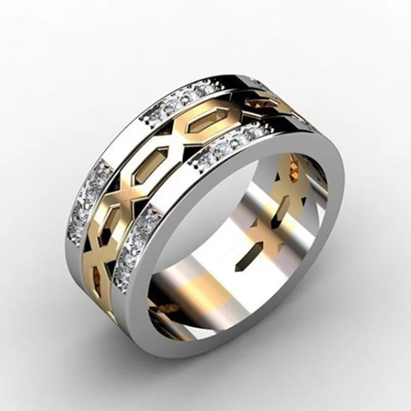 Mens-Jewellery-Cool-Handsome-Gold-Rings-for-Men-Silver-Color-Zircon ...
