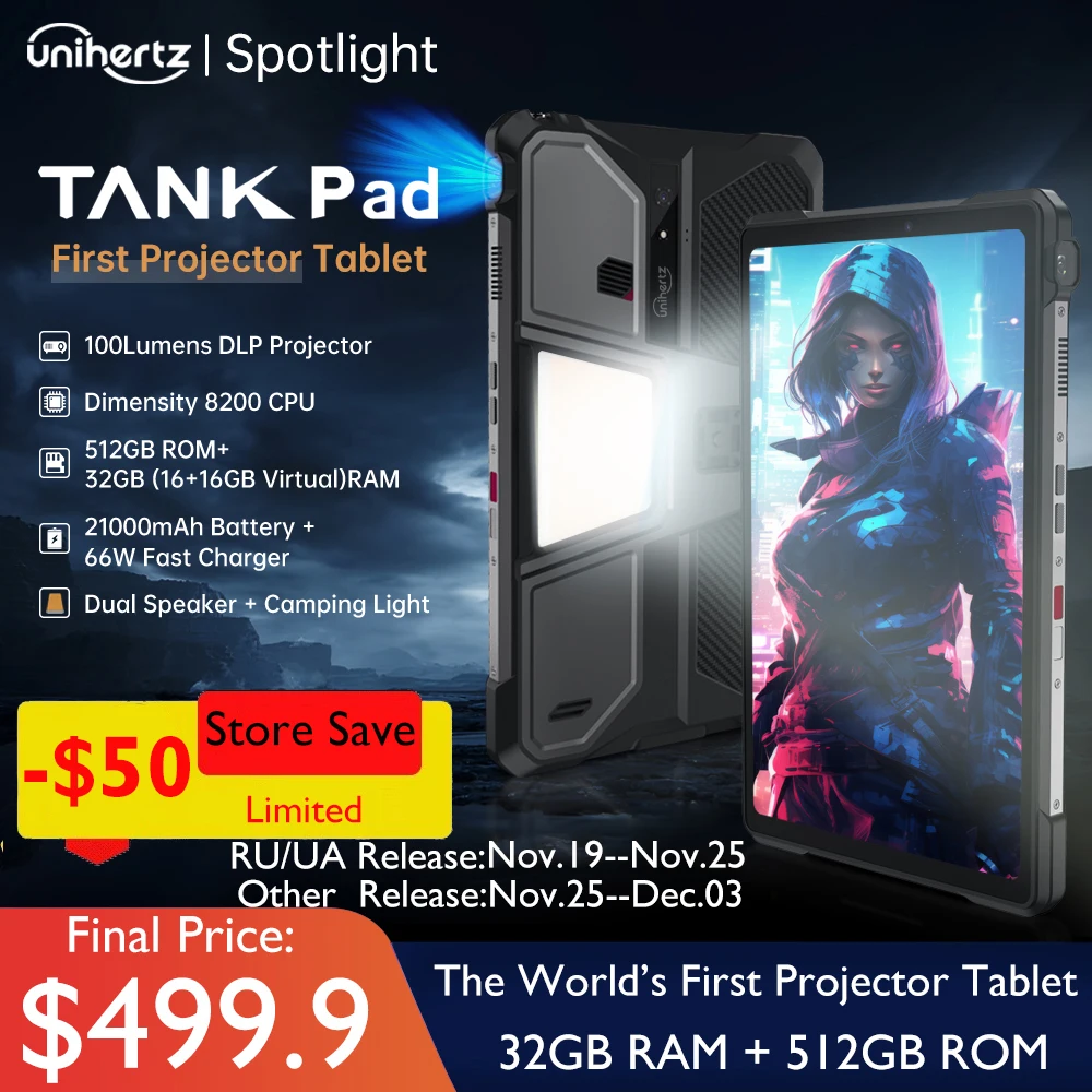 Unihertz-Tank-PAD-8849-tableta-con-proyector-resistente-Android-32GB ...