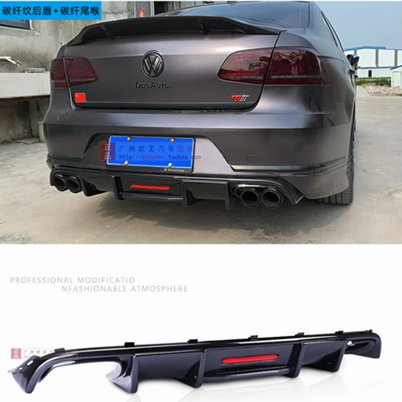 For Volkswagen Passat B7 2012 2016 ABS Black Rear Bumper Lip Trunk ...