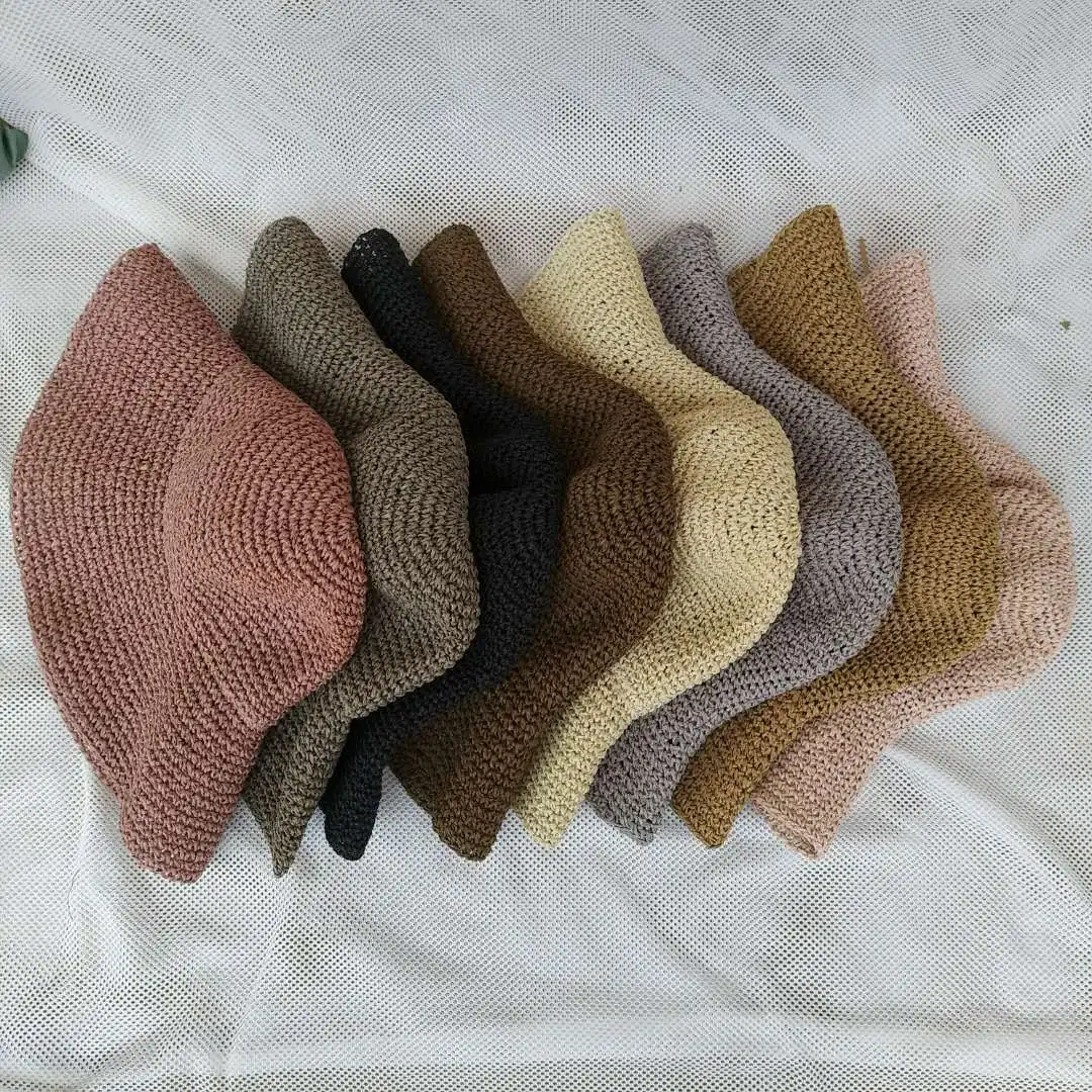 Summer Autumn Hats For Women Retro Flat Drooping Hat Brim Hand-made ...