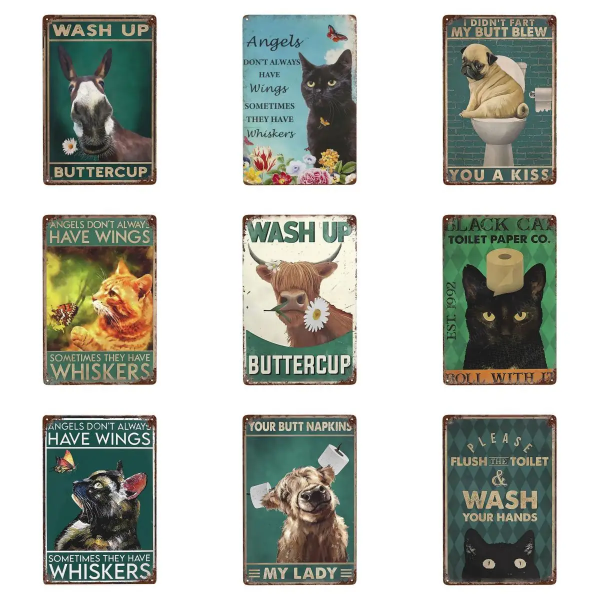 1pc-Retro-Metal-Sign-Wash-Up-Buttercup-Sign-Cow-Metal-Poster-Funny-Cow ...