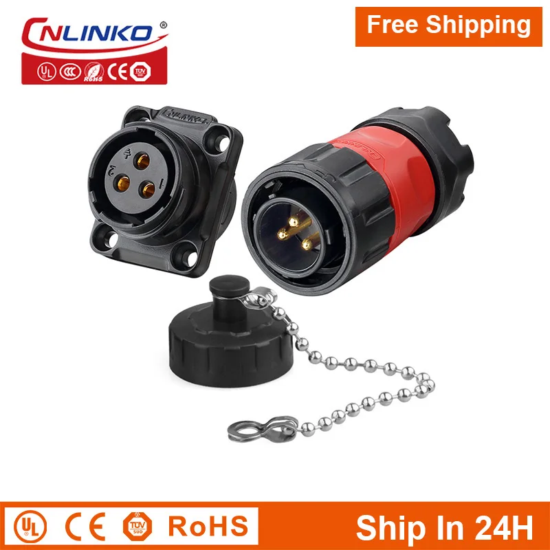 Cnlinko-YM20-M20-Waterproof-3pin-Circuit-Power-Connector-Male-Female ...