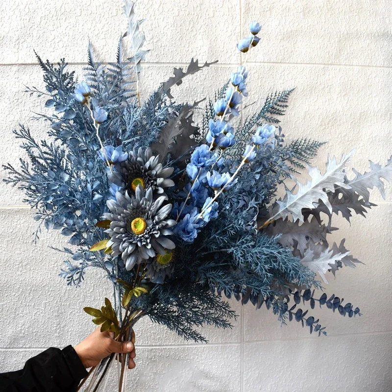 Simulation-Flower-Blue-Artificial-Plant-Gray-Blue-Fake-Flowers-Blue ...