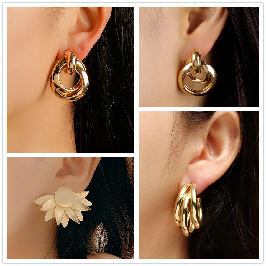 Heavy-Metal-Earrings-for-Women-Maxi-Punk-Gold-Color-Round-Earrings ...