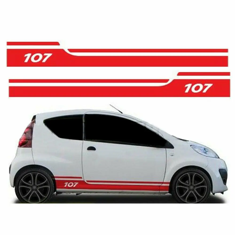 For 2pcs Peugeot 107 Side Racing Stripes Graphics Car Body Sticker ...