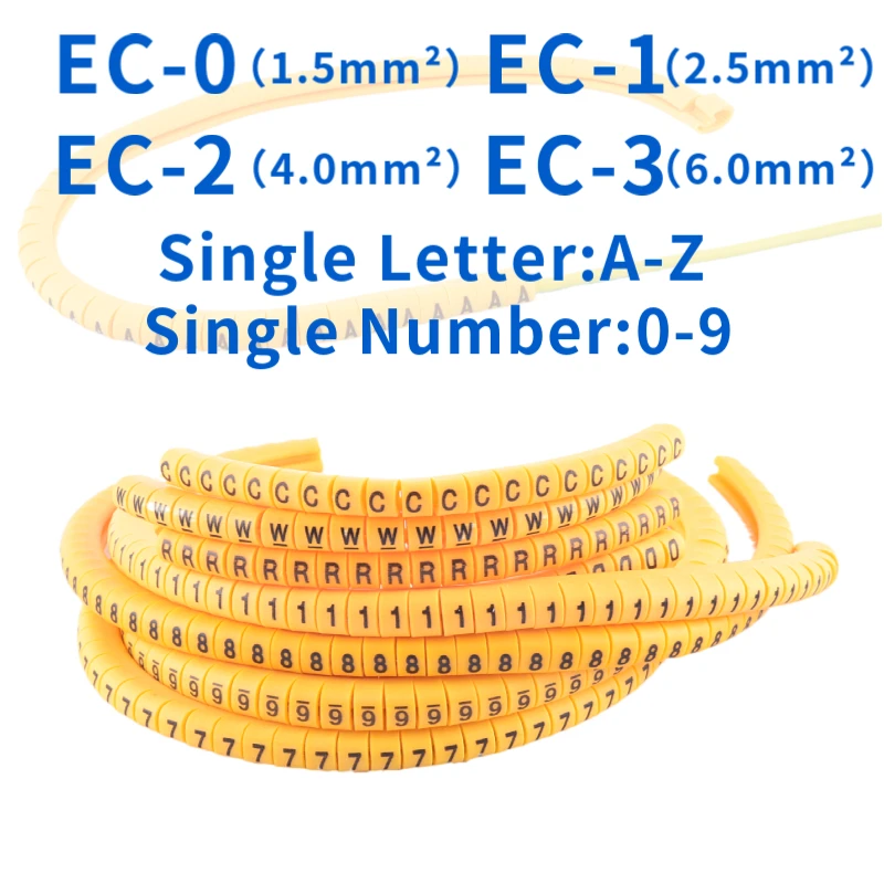 Ec-2 Ec-3 ( A-z )cable Marker 100pcs Yellow Cable Markers Single Letters A To Z For Wire ...