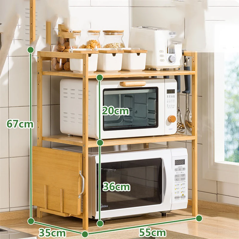 Microwave-Oven-Shelf-Multi-Functional-Household-Kitchen-Bamboo-Storage-Shelf-Detachable-Spice ...