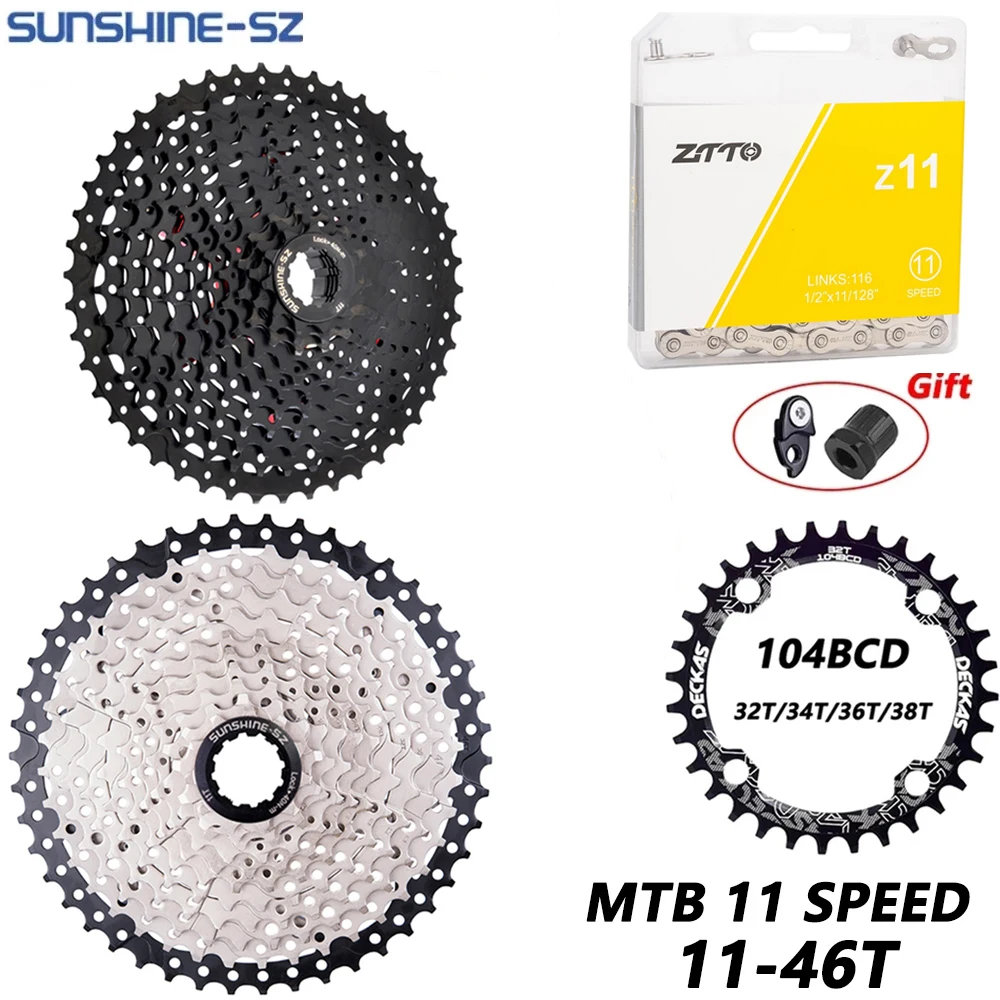 SUNSHINE MTB Bicycle 11 Speed 11-46T Cassette 11S 11-46T Silver Red ...