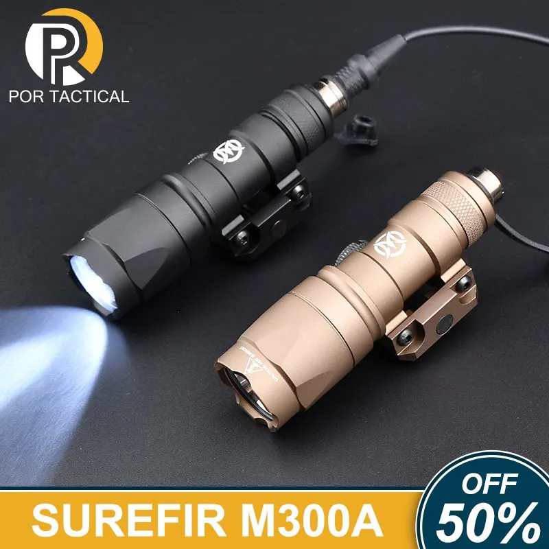 Airsoft Surefir Tactical M300A M300 미니 스카우트 라이트 화이트 LED 램프 사냥 소총 무기 손전등 ...