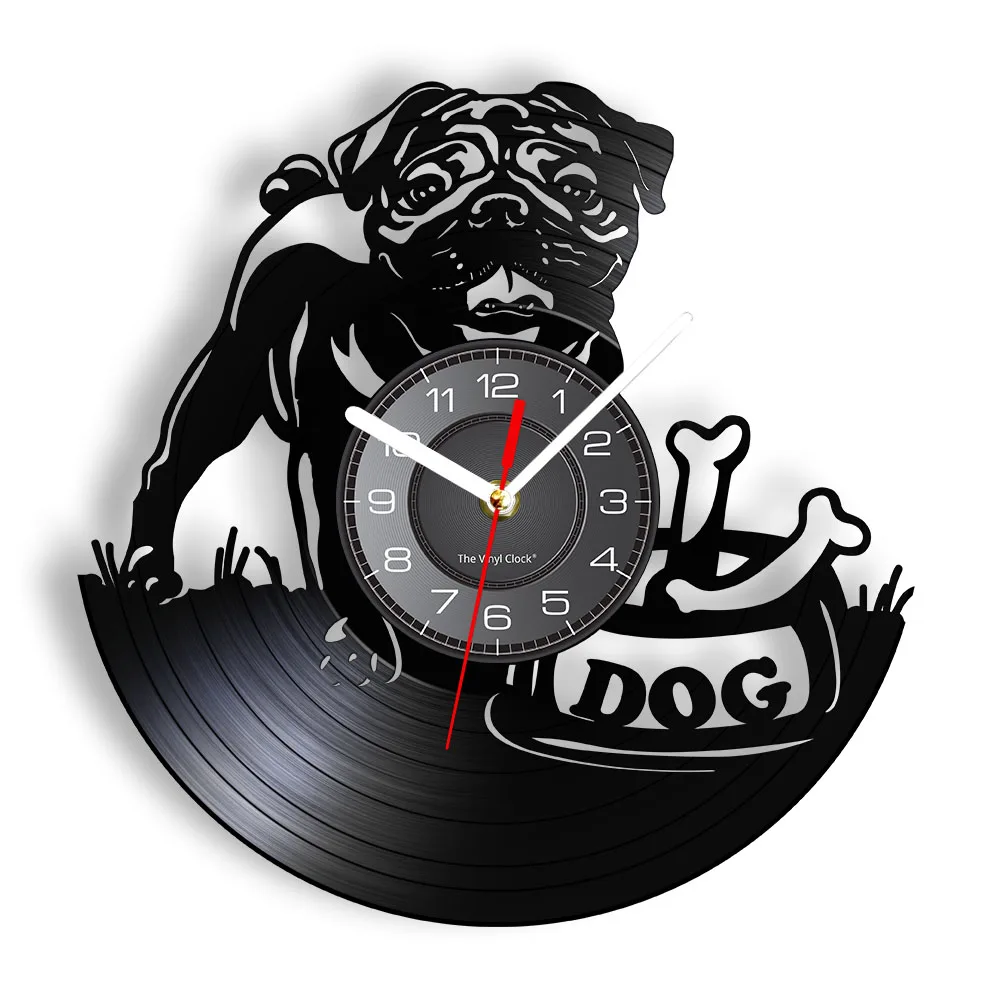 Pug Dog Wall Clock Vintage Puppy Wall Art Kid Room Wall Decor Vinyl ...