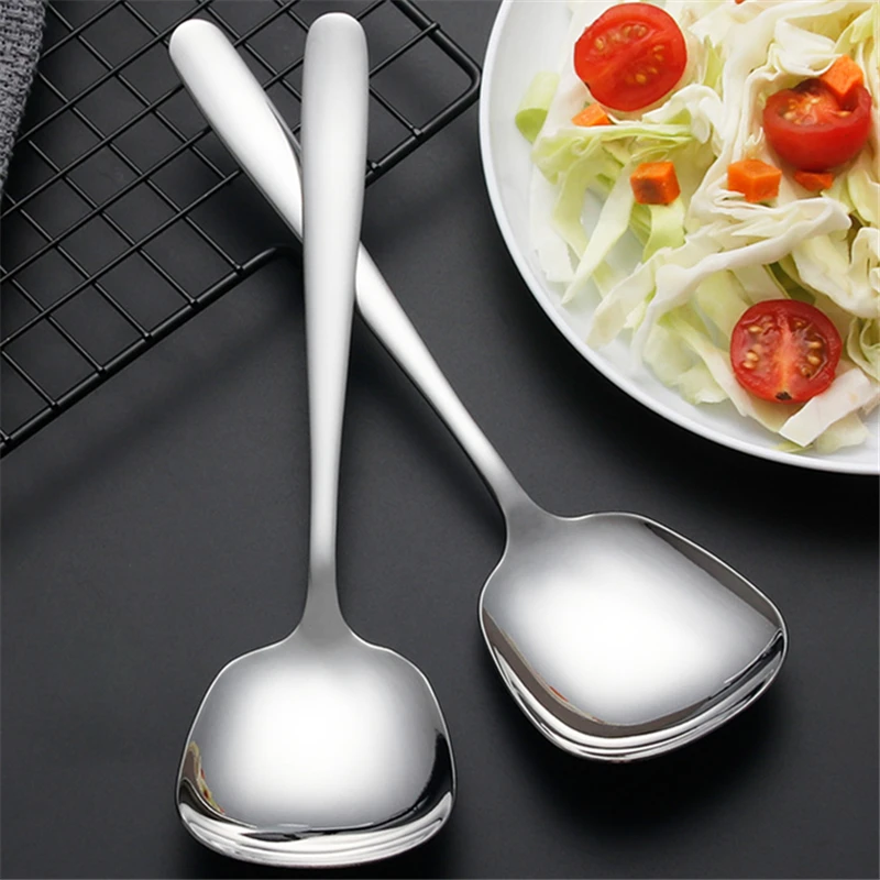 1PC Korean Large Head Serving Spoon Stainless Steel Tableware Kitchen ...