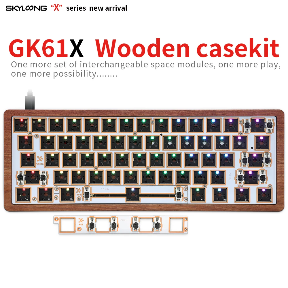 SKYLOONG-GK61-GK61X-60-Mechanical-Wooden-Keyboard-Kit-Hotswap-Keyboard ...