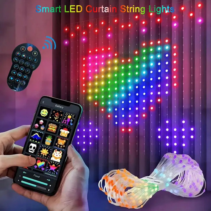Smart-LED-Curtain-String-Lights-RGB-Fairy-Light-App-Control-DIY ...