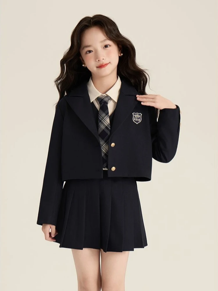 Girls Preppy School Uniform Set 2026 Autumn New Elegant Blazer Shirt ...