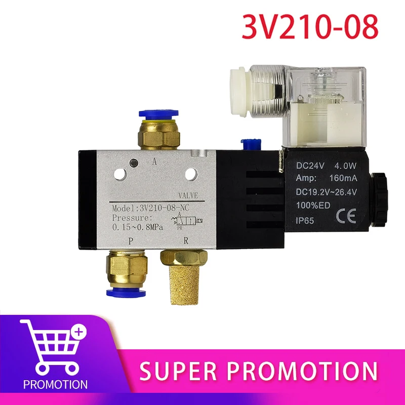 3V210-08-Pneumatic-Electric-Solenoid-Valve-3-Way-2-Position-Control-Air ...