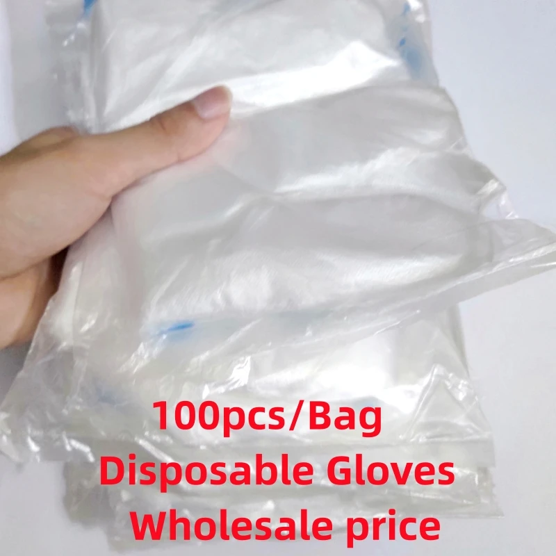 10 bags/1000pcs Disposable Gloves One-off Food Grade Plastic Gloves ...