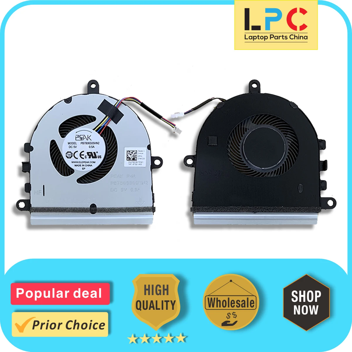 CPU Cooling Fan For Dell Inspiron 15 5570 5575 07MCD0 4Pin DC 5V 0.5A ...