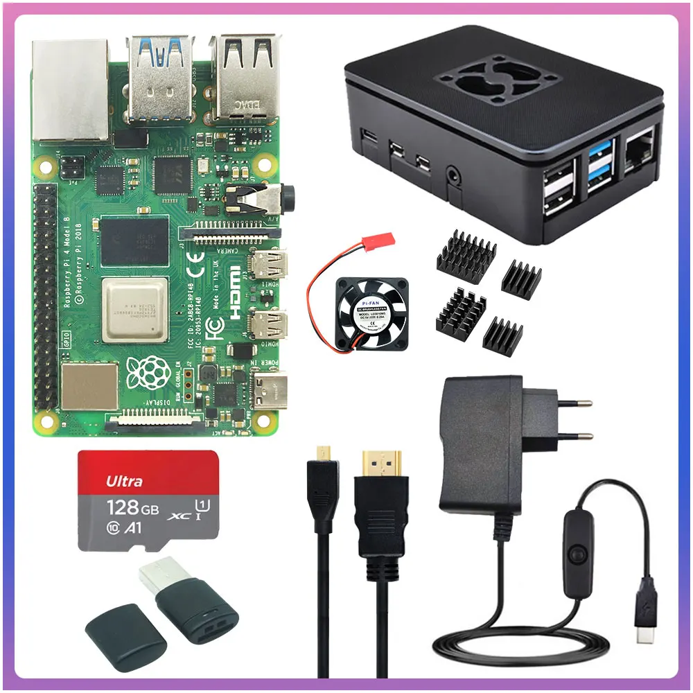 Kit De Raspberry Pi 4 8gb 4gb 2gb 1gb Adaptador De Corriente Funda De Abs Tarjeta