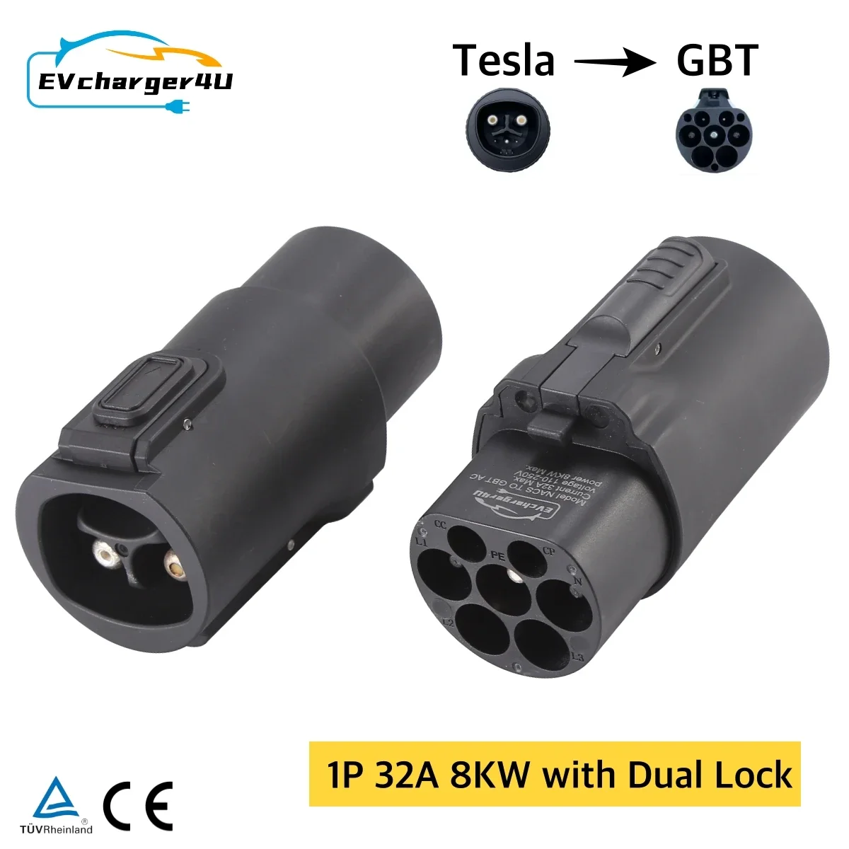 EVCharger4U Tesla to GBT EV Charging Adapter 32A 8KW Chinese Brand ...