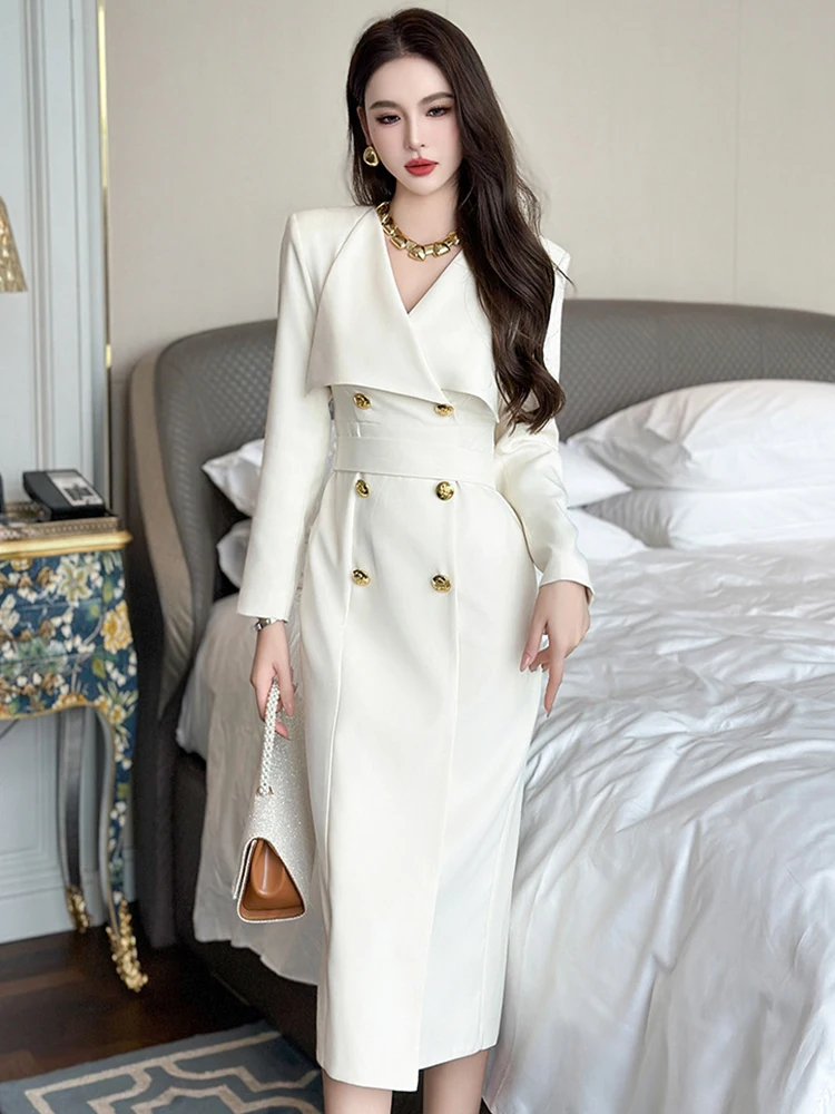 Elegant Fashion Professional Long Dresses Women's Fashion Business Belt ...