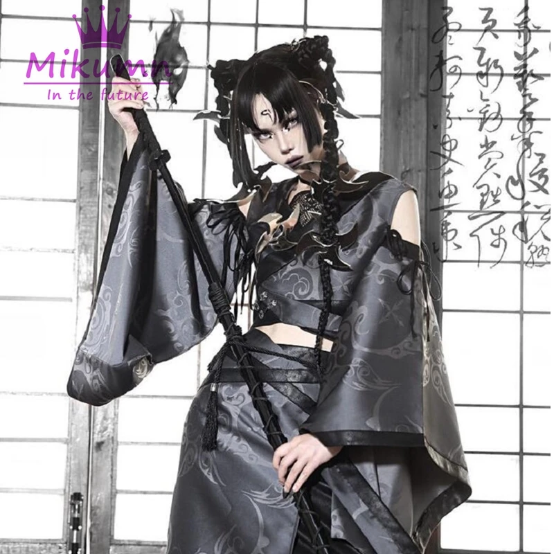 Gothic Shirts Kimonos Woman Japanese Kimono Ninja Women Cosplay Shirt Detachable Long Sleeves ...