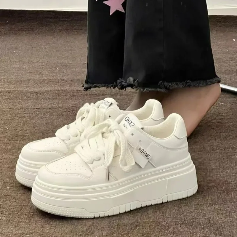 Women Sneakers 2026 Fall Pure White Breathable Platform Shoes Casual ...
