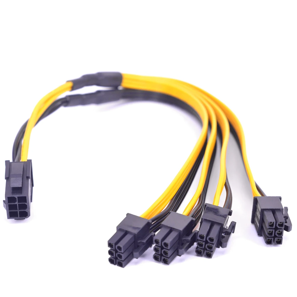 PCI Express GPU 6pin Port Multiplier PCIe Graphics ard 6 Pin 1 to 4 ...