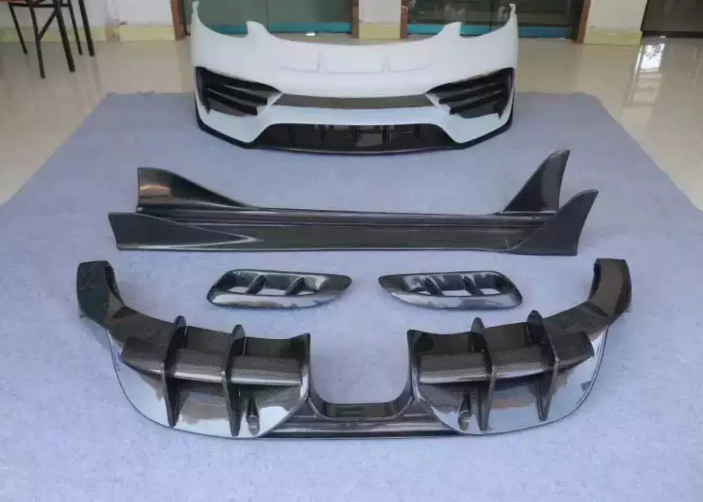 Car Front bumper surrounded Body kit front radiator grille rear lip ...