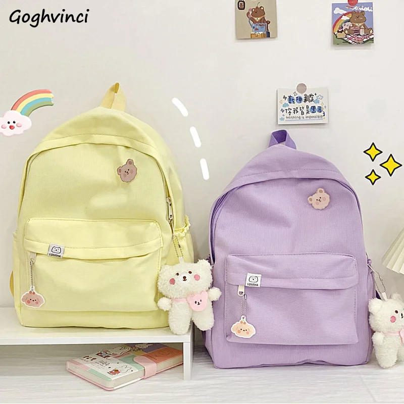 Backpacks-Women-Sweet-Kawaii-All-match-Simple-Solid-Korean-Fashion ...