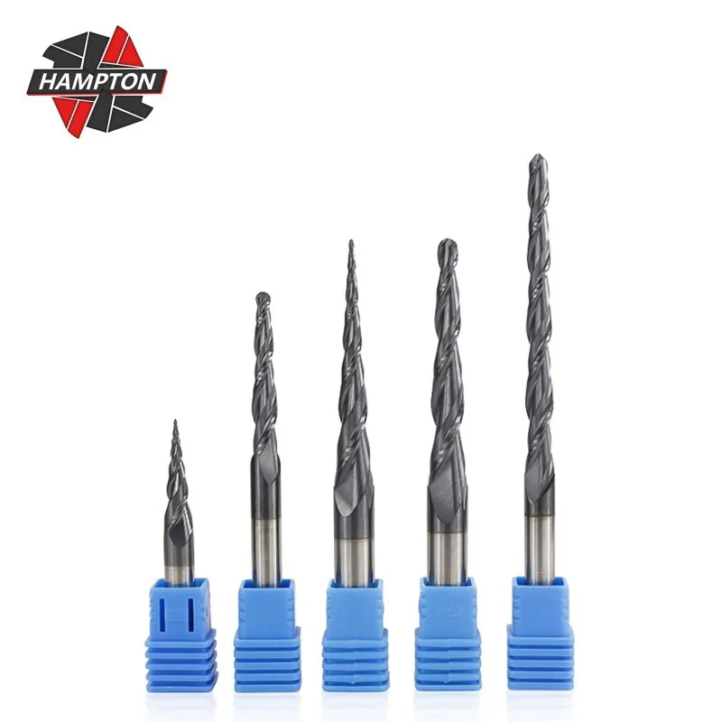 Tungsten Carbide End Mill Tapered Ball Nose End Mill R0.25-R2.0 CNC Router Bits For Wood Metal ...