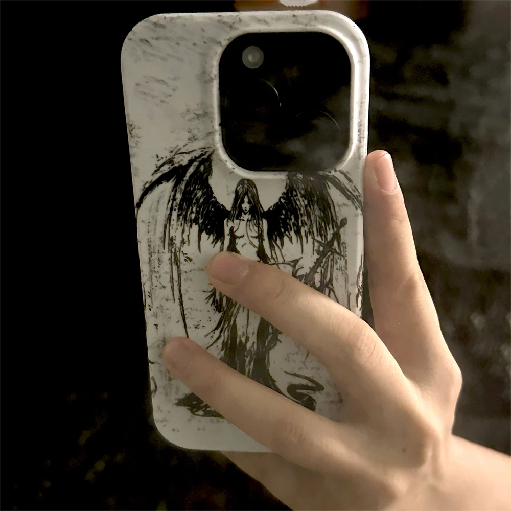 Gothic-Girl-Sculpture-Retro-Case-For-iPhone-16-15-14-13-Pro-Max-11-12 ...