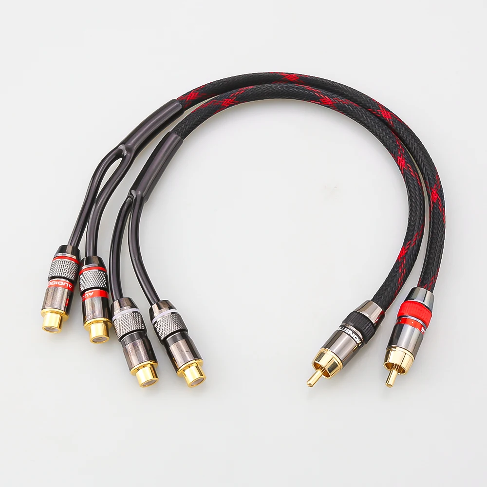 HiFi-Audio-Cable-RCA-1-Male-To-2-Female-Adapter-Cable-Wire-Splitter ...