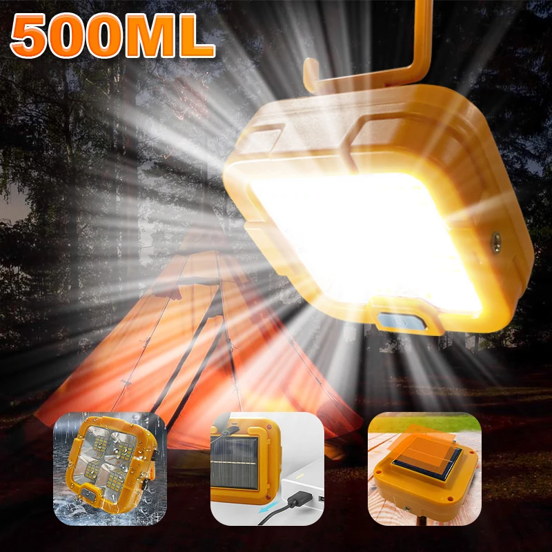 100-Watt-LED-Tent-Light-solar-Rechargeable-Lantern-Portable-Emergency ...