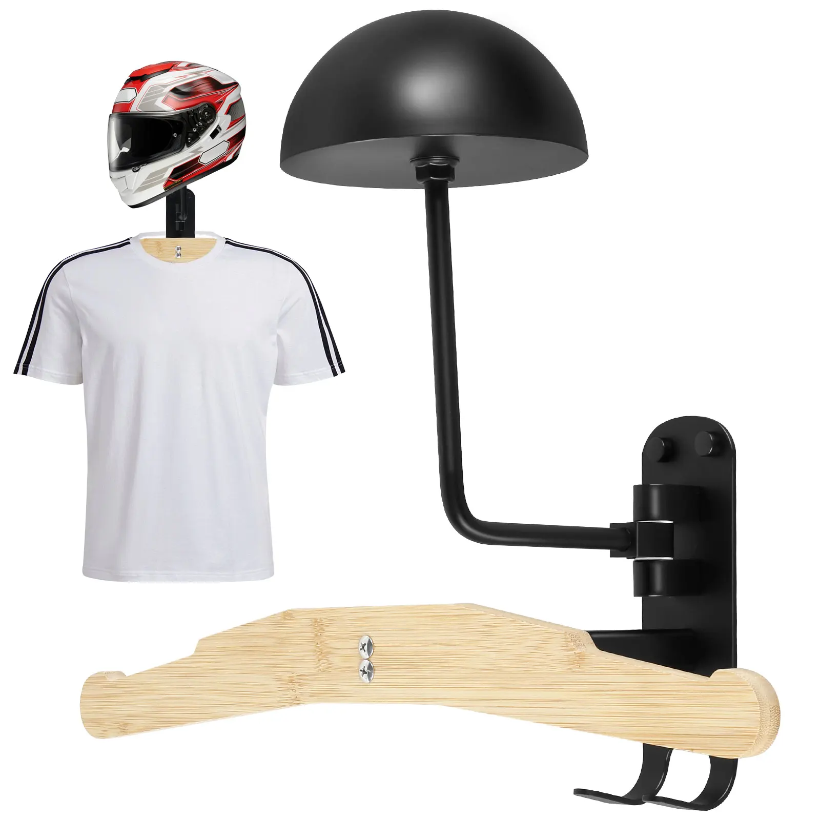 Steel-Motorcycle-Helmet-Rack-180-Rotation-Wall-Mounted-Helmet-Storage ...