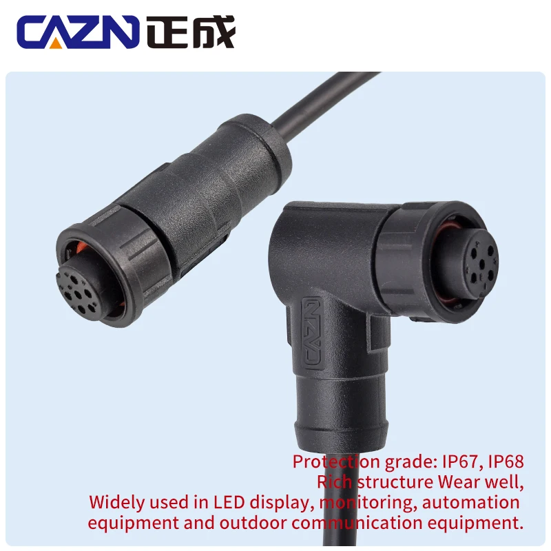 CAZN Plastic Straight Angled Male Female Circular Connectors E10 ...