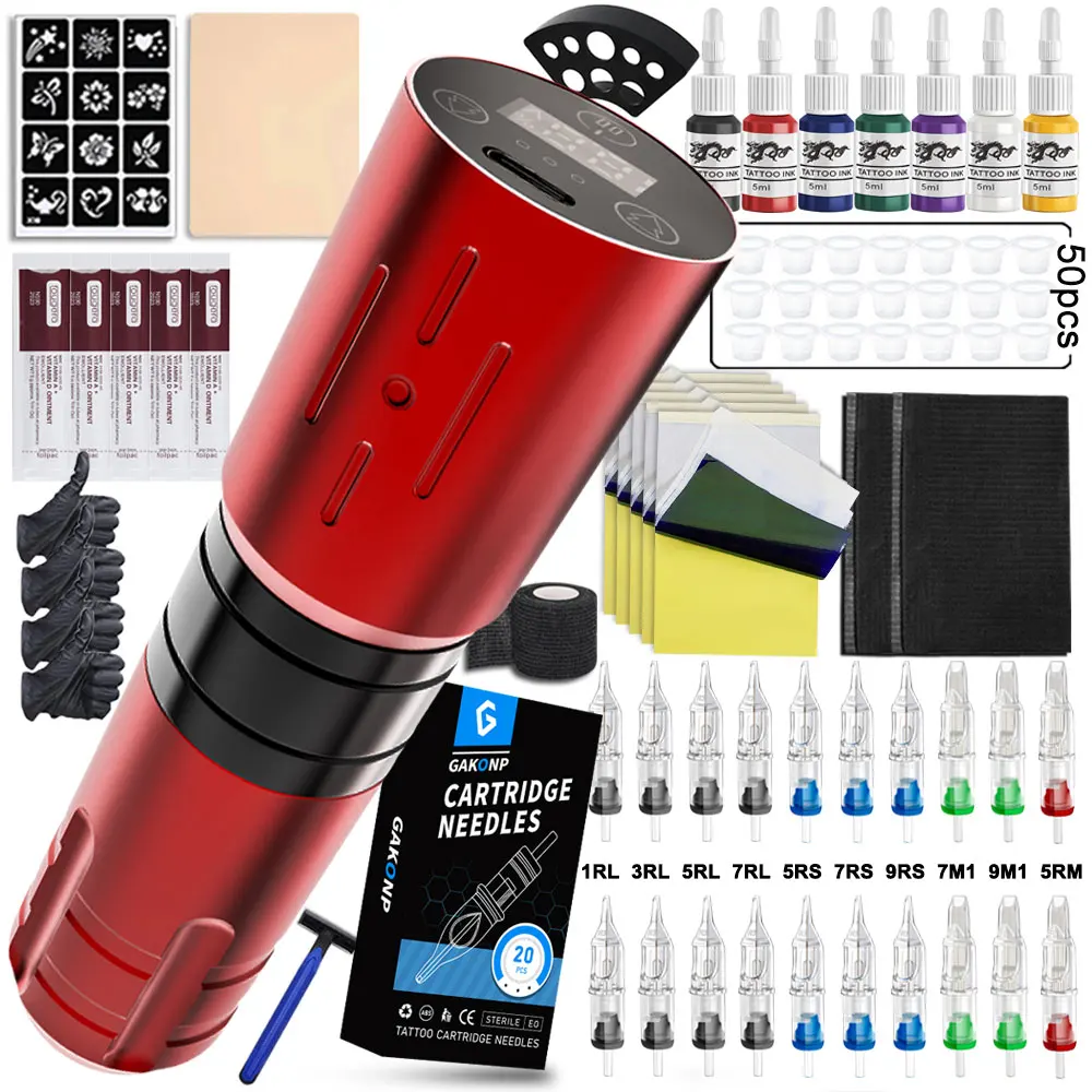 Complete-Wireless-Tattoo-Pen-Machine-Kit-Rotaty-Battery-Pen-Set-With ...