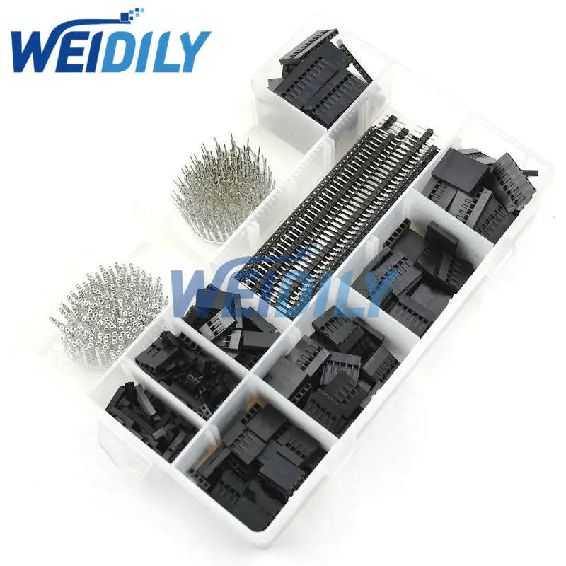 1550PCS 2.54mm Dupont Connector Kit PCB Headers Male Female Pins ...