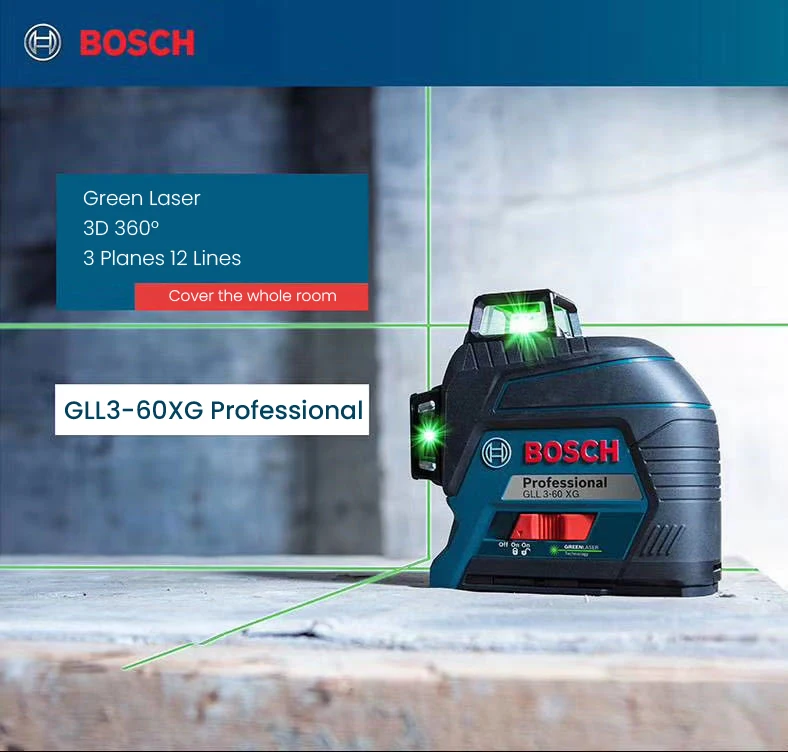 Bosch-Green-Light-Laser-Level-12-line-Wall-mounted-Meter-GLL3-60XG-High ...