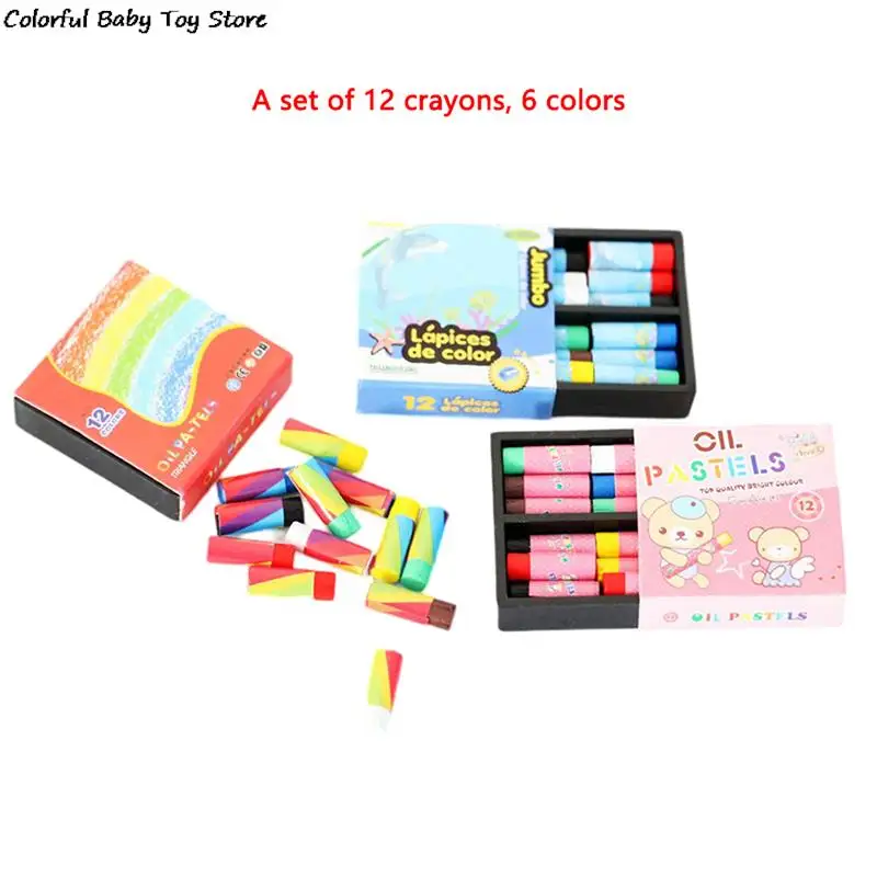 1Set-1-12-Dollhouse-Miniature-Crayon-Color-Pencil-Box-Model-Kids ...